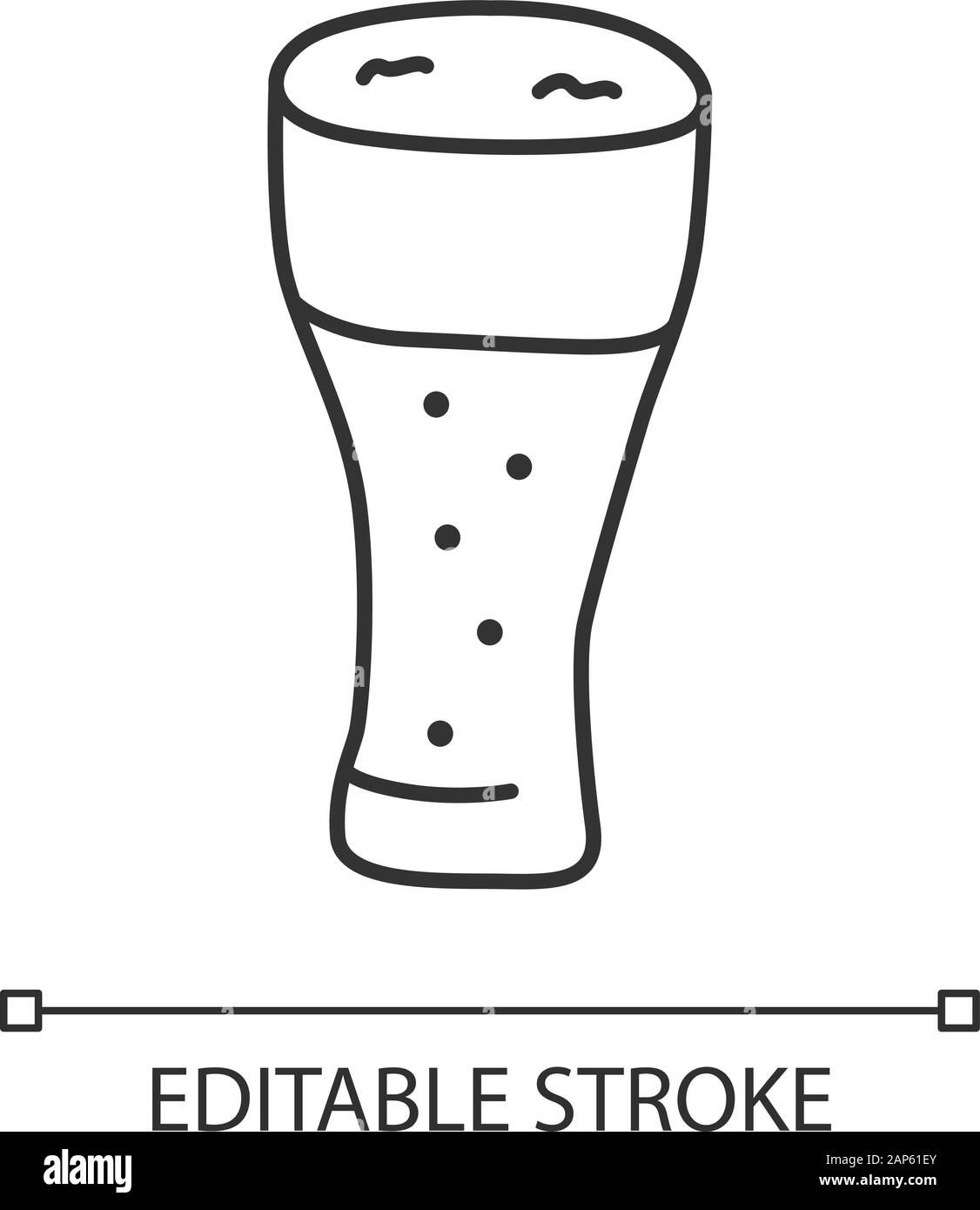 Light beer glass linear icon. Traditional harmful alcohol beverage thin line illustration. Bar ...