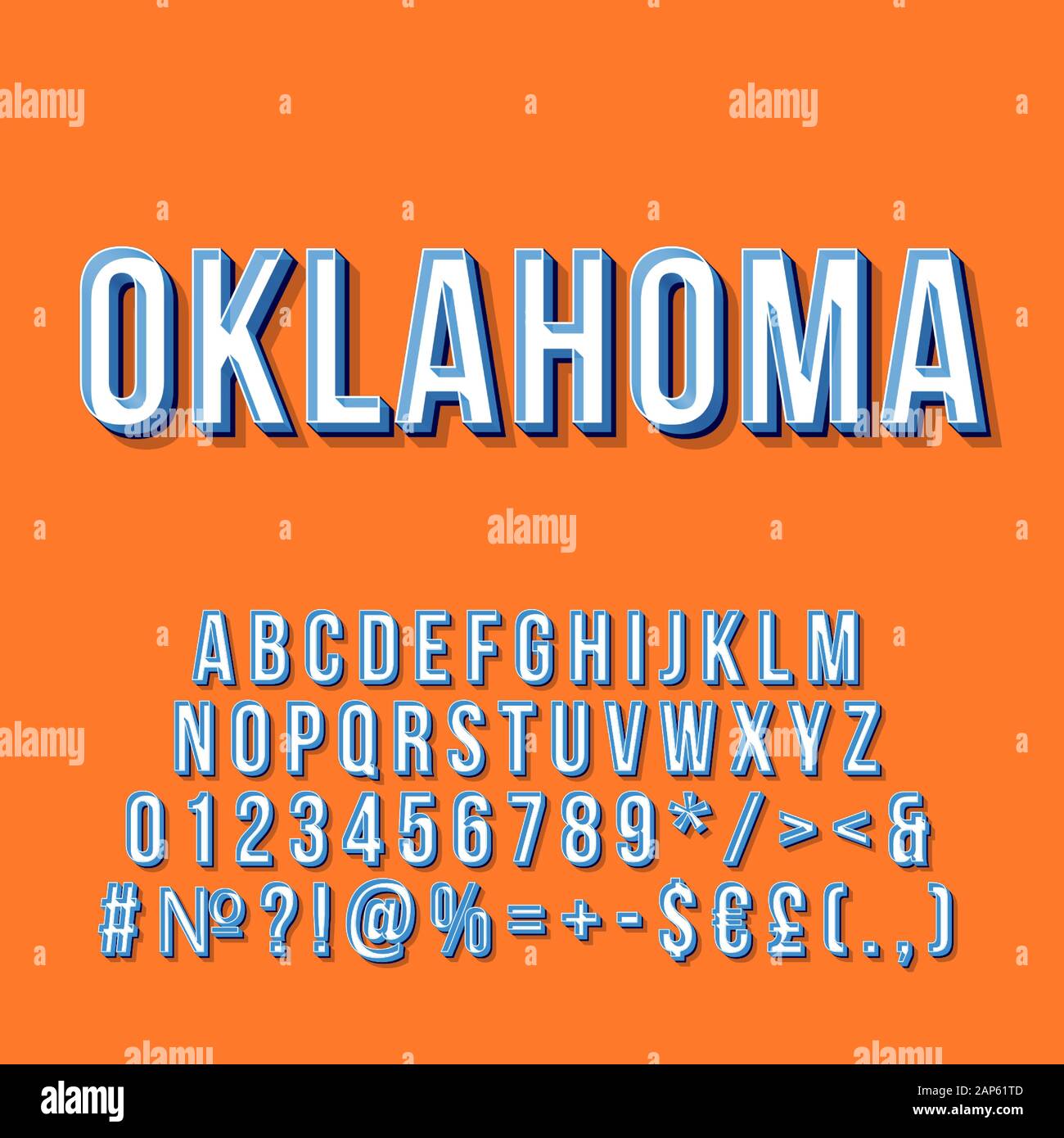 Oklahoma vintage 3d vector lettering. Retro bold font, typeface. Pop ...