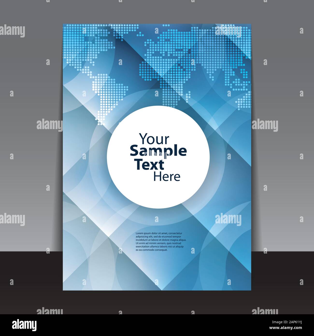 Abstract Blue Tiled Flyer or Cover Design with Mosaic World Map ...