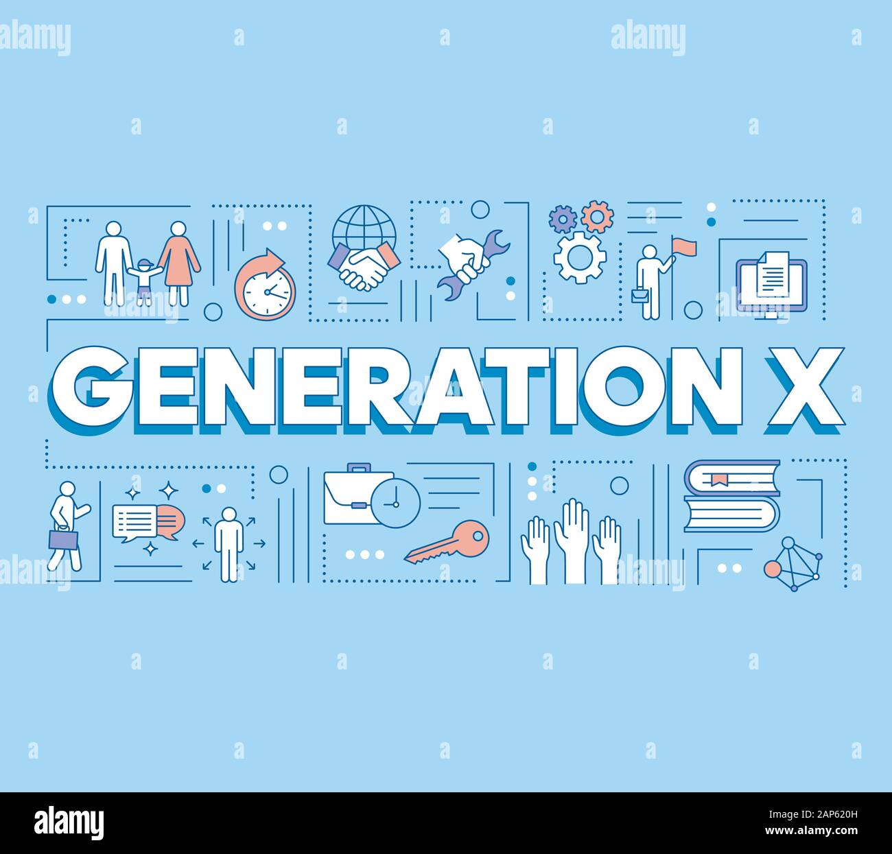 Generation X word concepts banner. Respect for balance between family ...