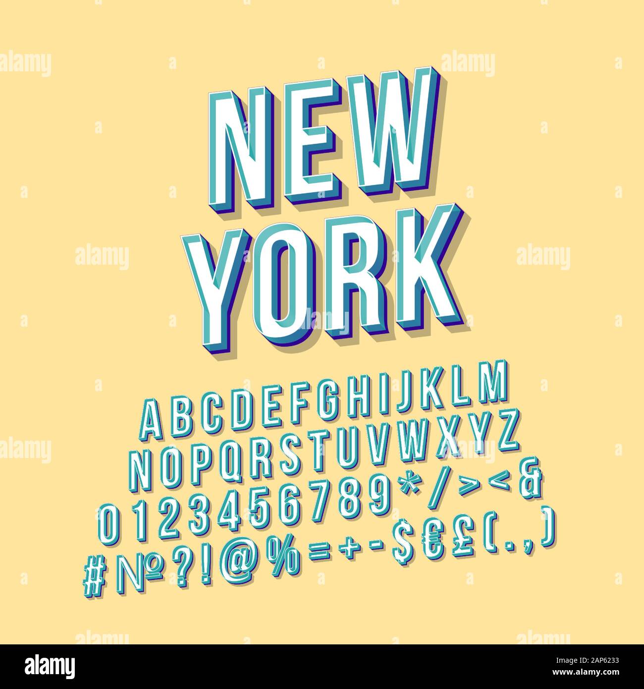 New York vintage 3d vector lettering. Retro bold font, typeface. Pop ...