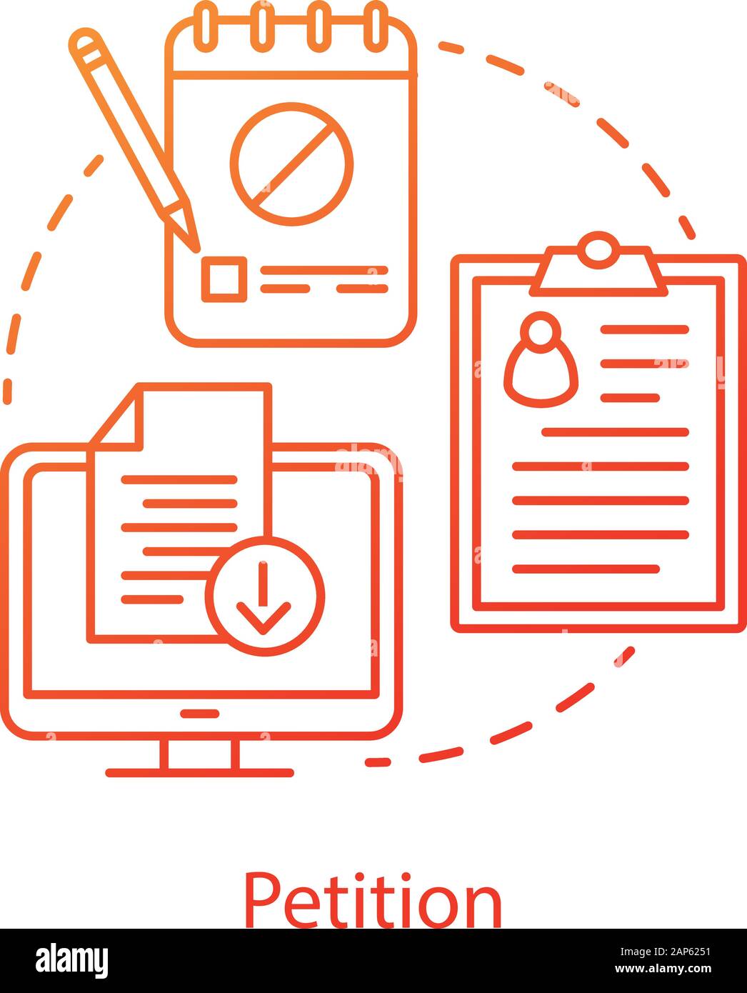 Petition concept icon. Internet signature collection idea thin line ...