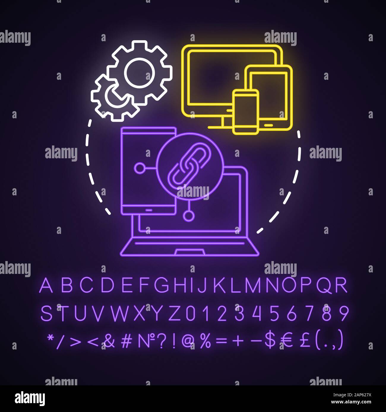 Compatibility testing neon light concept icon. Non-functional ... Compatibility testing neon light concept icon. Non-functional ...
