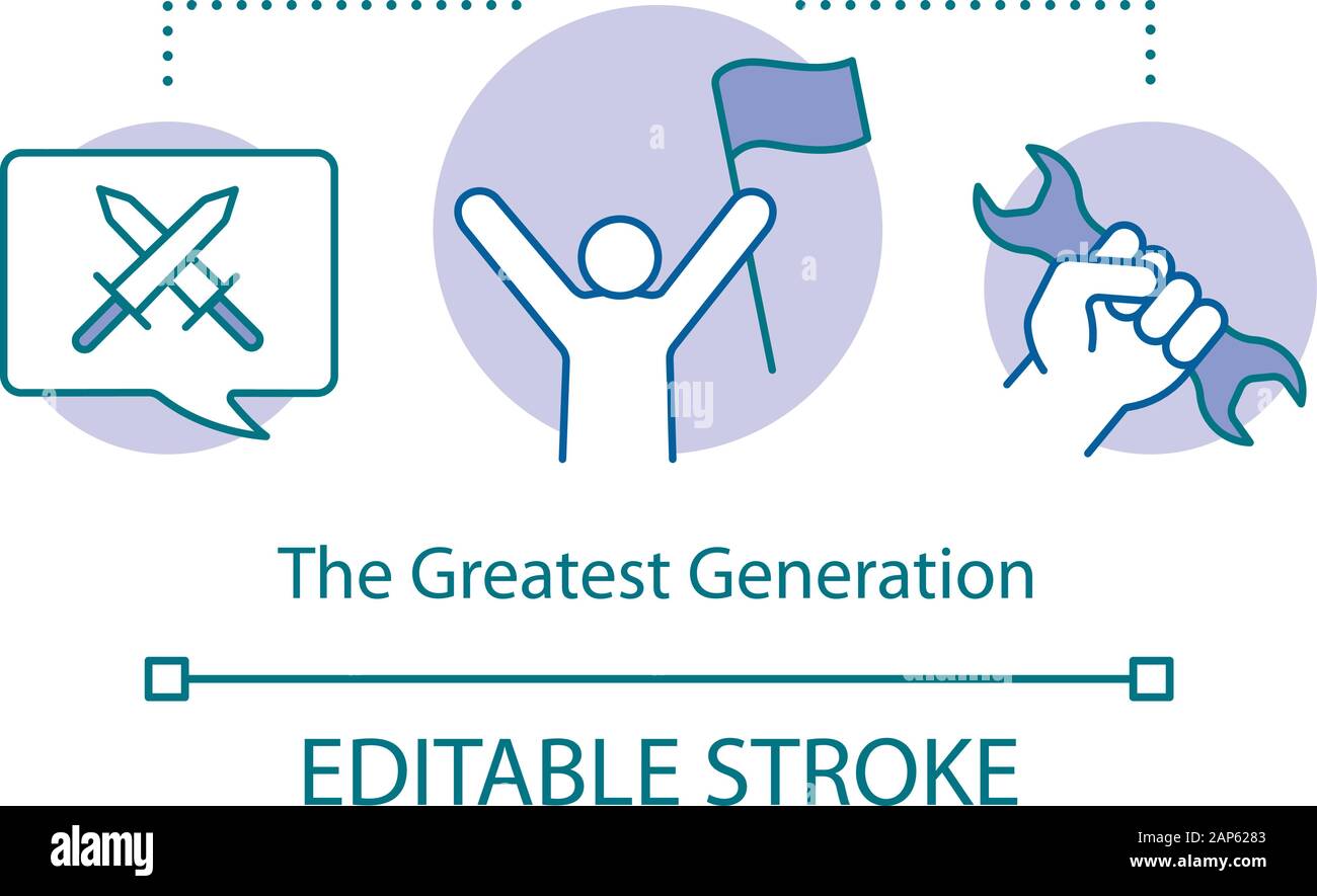 The Greatest Generation concept icon. Demographic cohort of World War ...