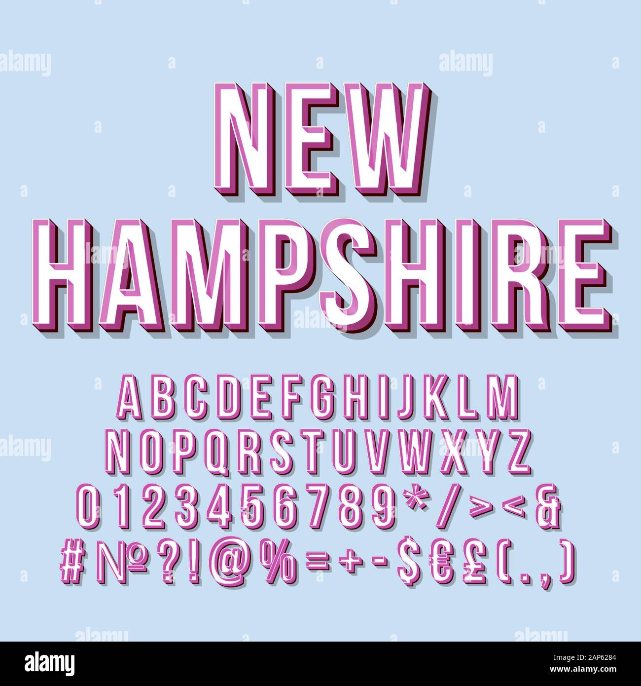 New Hampshire vintage 3d vector lettering. Retro bold font, typeface ...