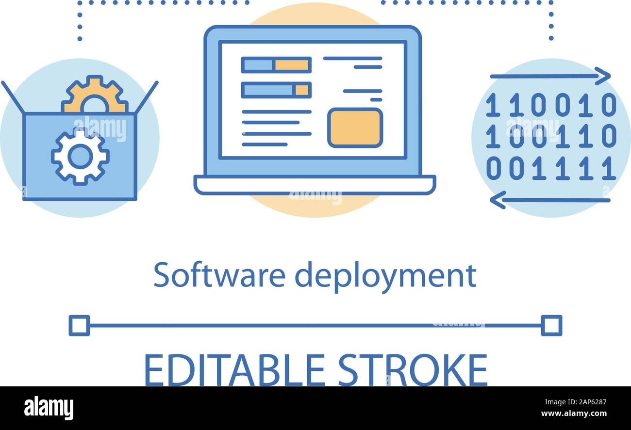 Software deployment concept icon. Application setup and support ...