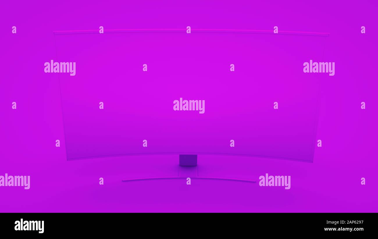 High-end curved smart led tv on purple background. Minimal idea concept ...