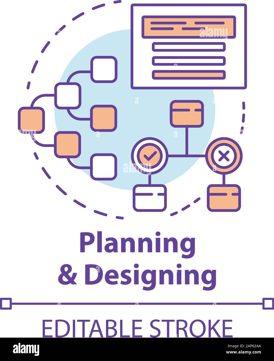 Planning and designing concept icon. System operation algorithm idea ...