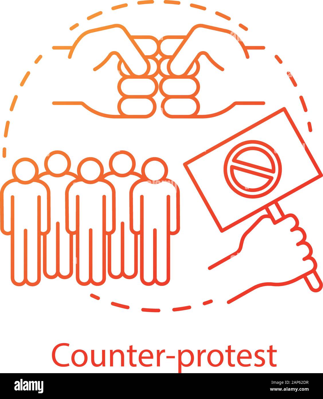 Counter protest concept icon. Public confrontation, disagreement ...