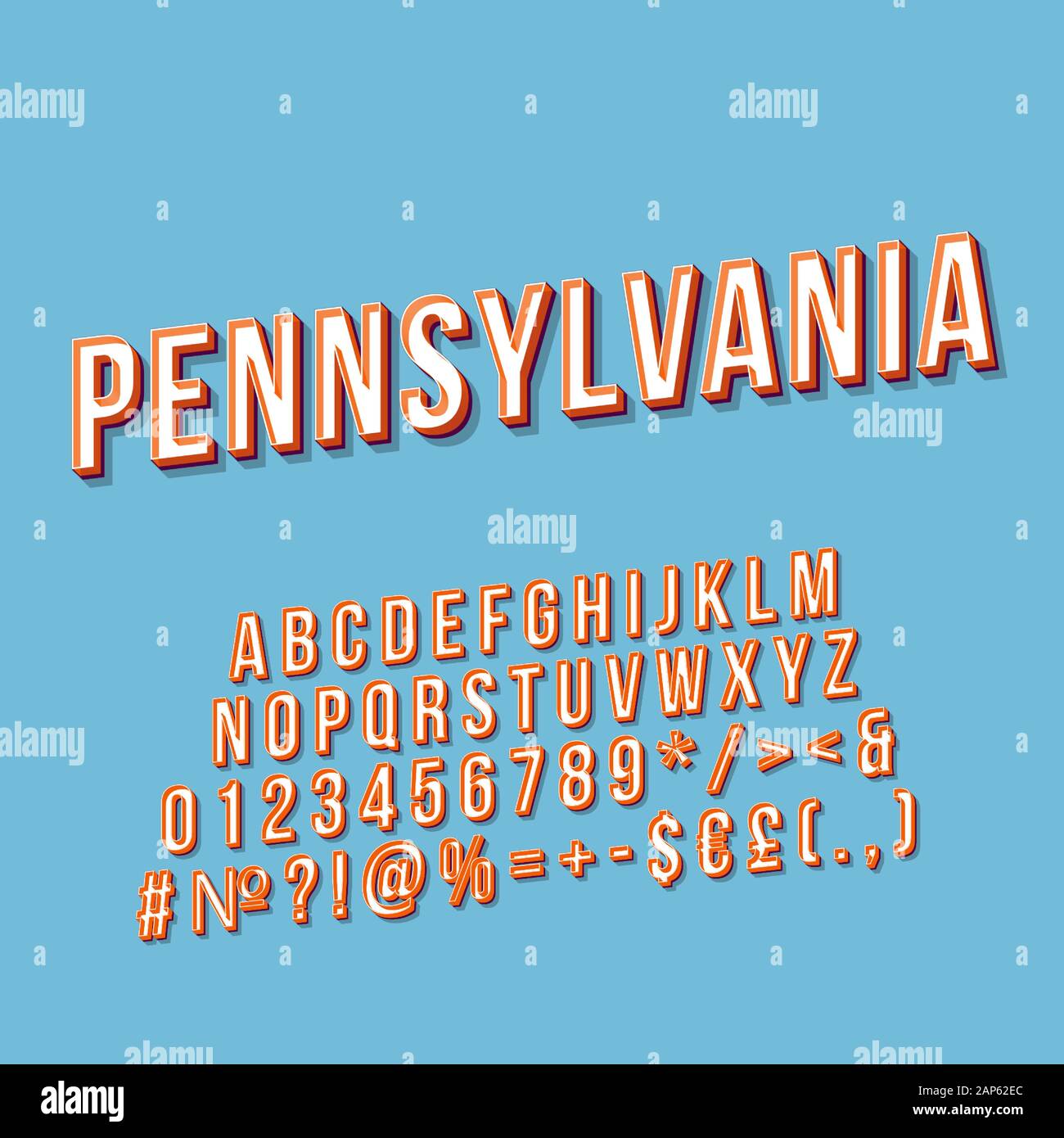 Pennsylvania vintage 3d vector lettering. Retro bold font, typeface ...