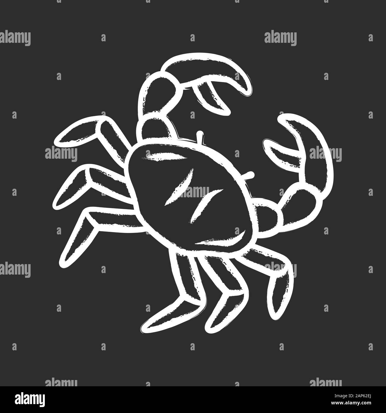 Crab chalk icon. Swimming sea animal with pincers. Zodiac sign ...