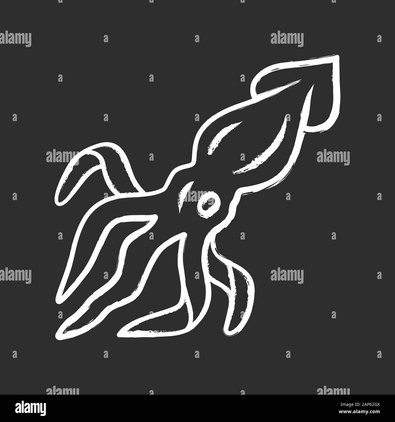 Squid chalk icon. Swimming marine animal with tentacles. Seafood ...