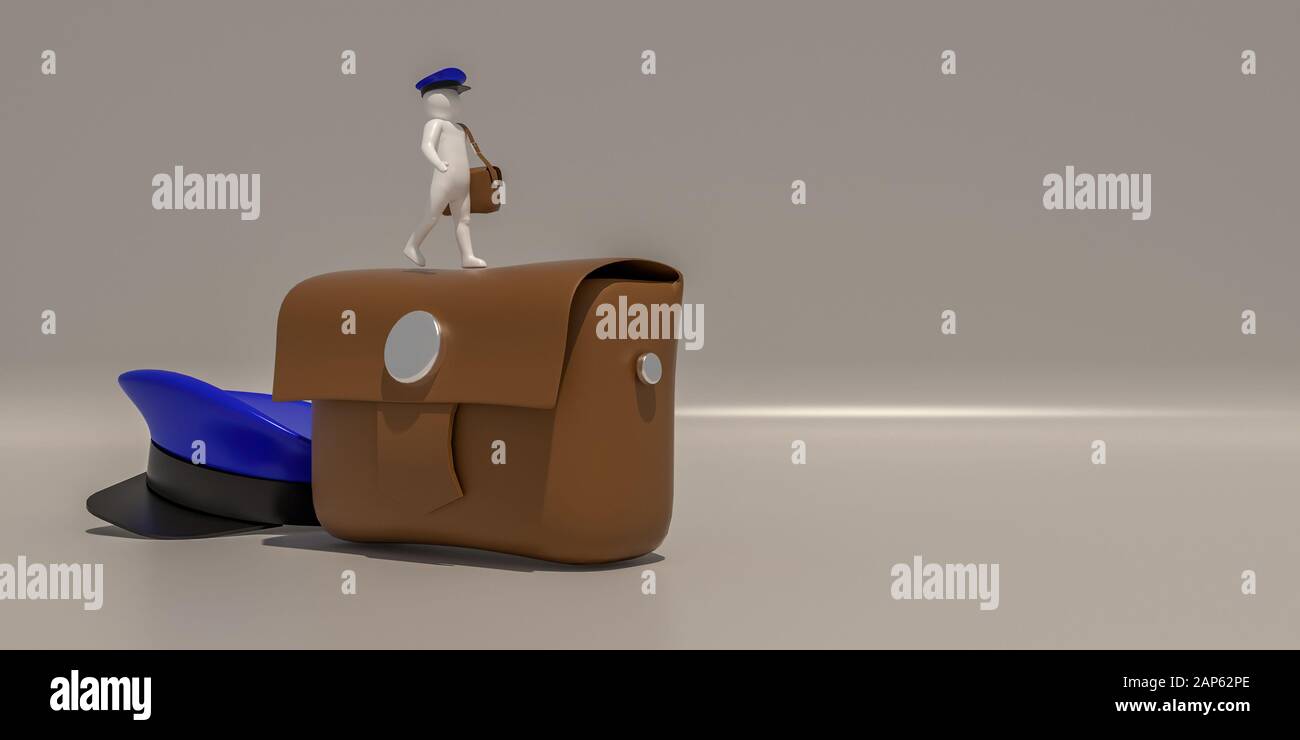 3d illustrator, 3d rendering of the white character of the Postman ...