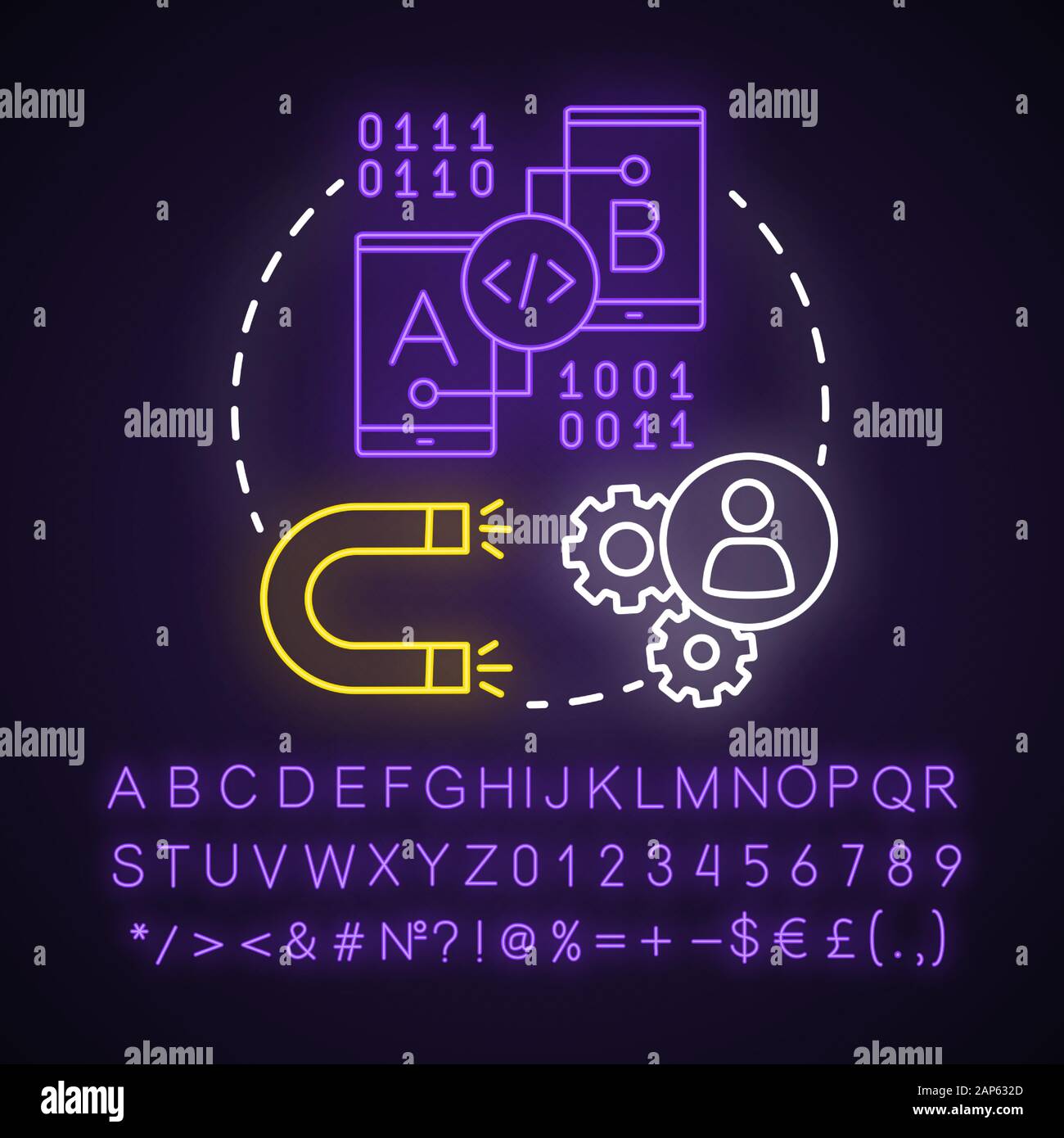 User experience neon light concept icon. UX. Software development ...