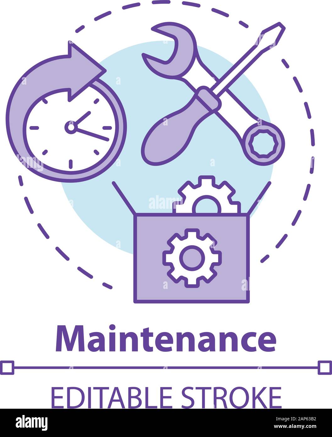 Maintenance concept icon. Round-the-clock workshop. Equipment setup ...