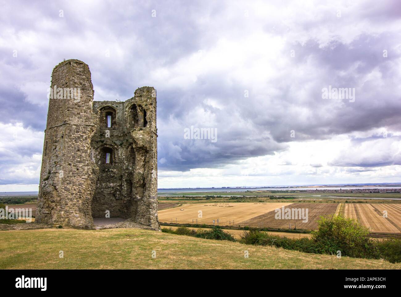 Hadleigh Castle Ruins Over Looking Over a Farmers Field on a Cloudy ...