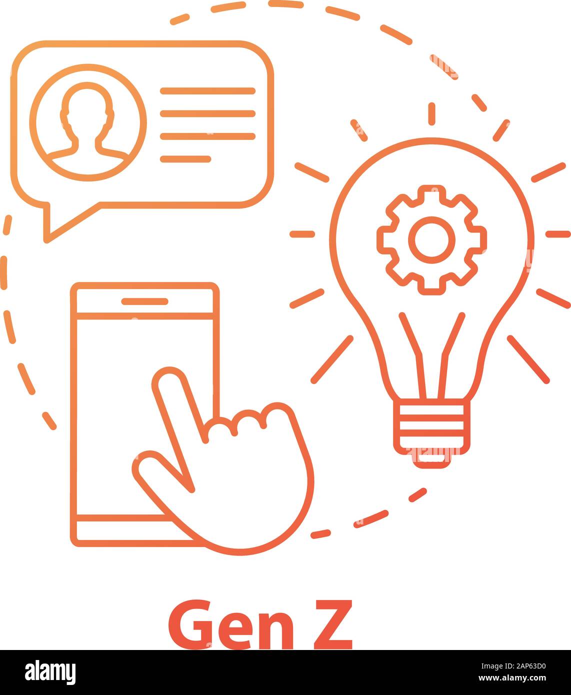 Gen Z red concept icon. Age group idea thin line illustration. Digital ...