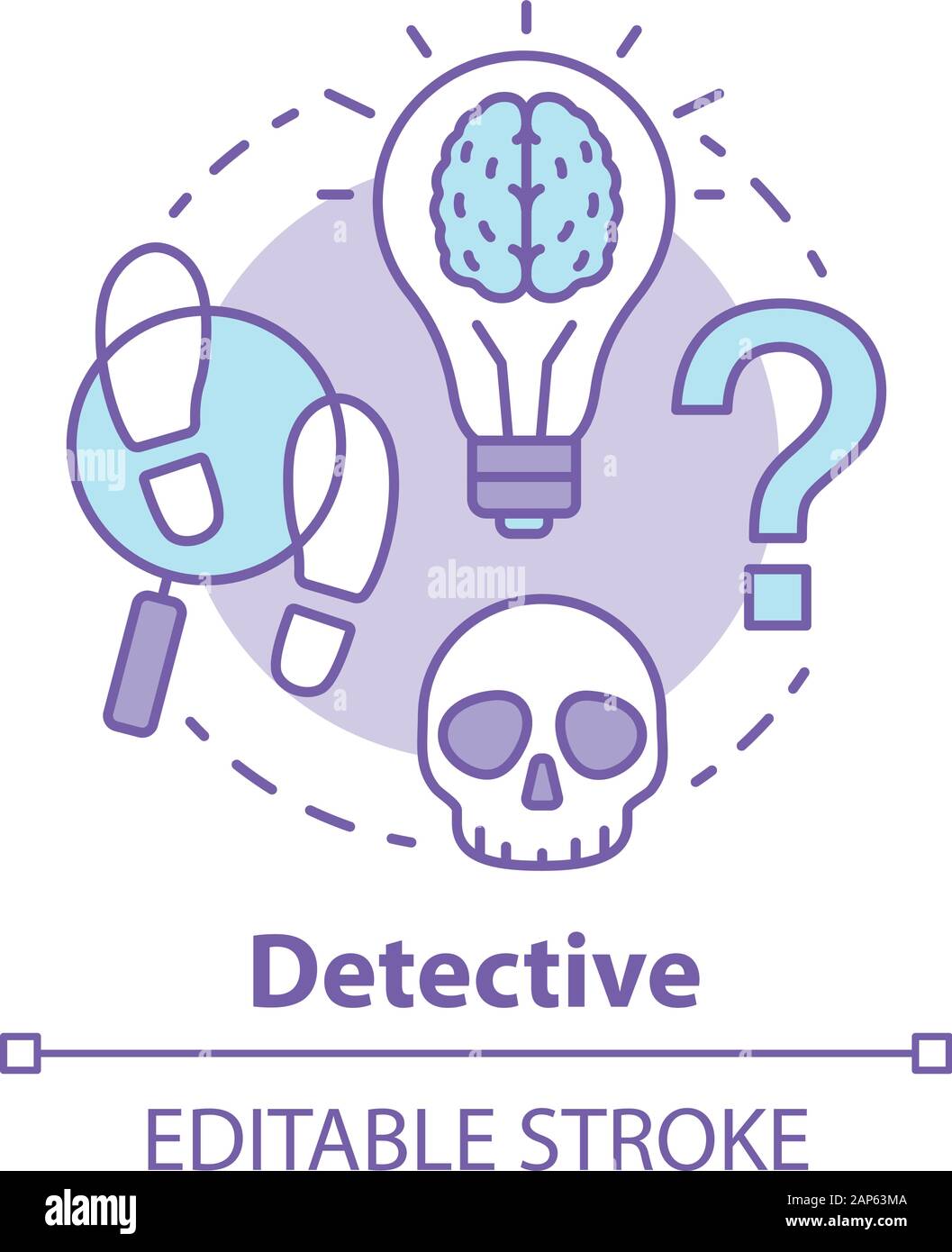 Detective literature concept icon. Crime fiction idea thin line ...