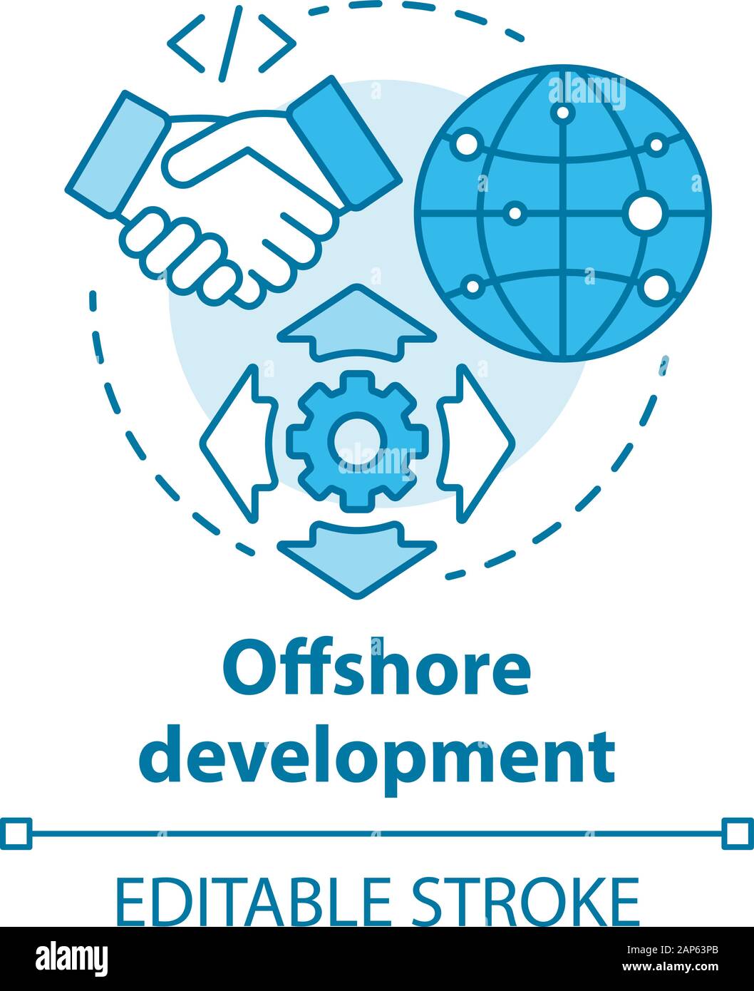 Offshore development concept icon. Recruiting freelancers from around ...