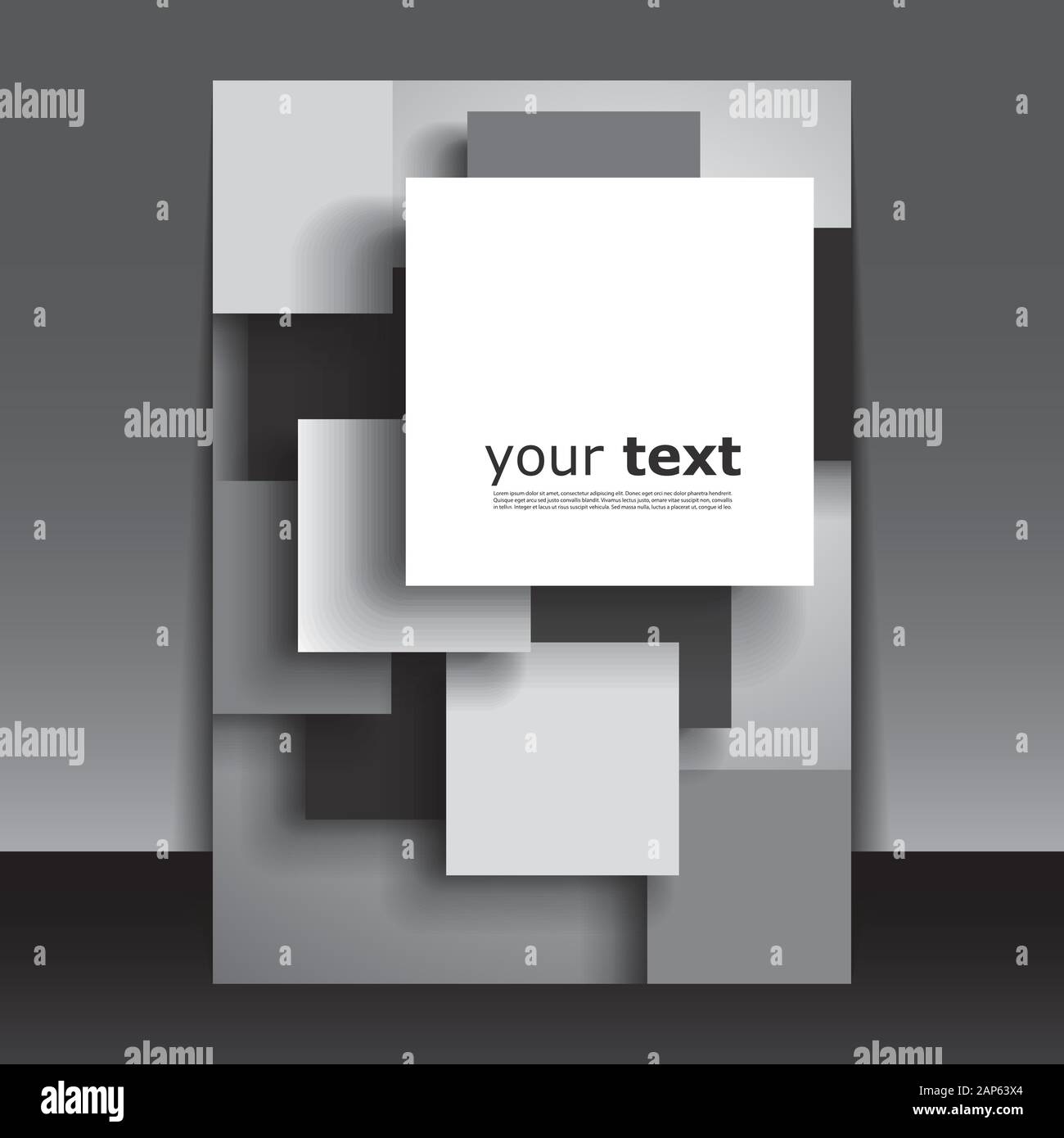 Abstract Black and White Flyer or Cover Design with Overlapping Squares ...
