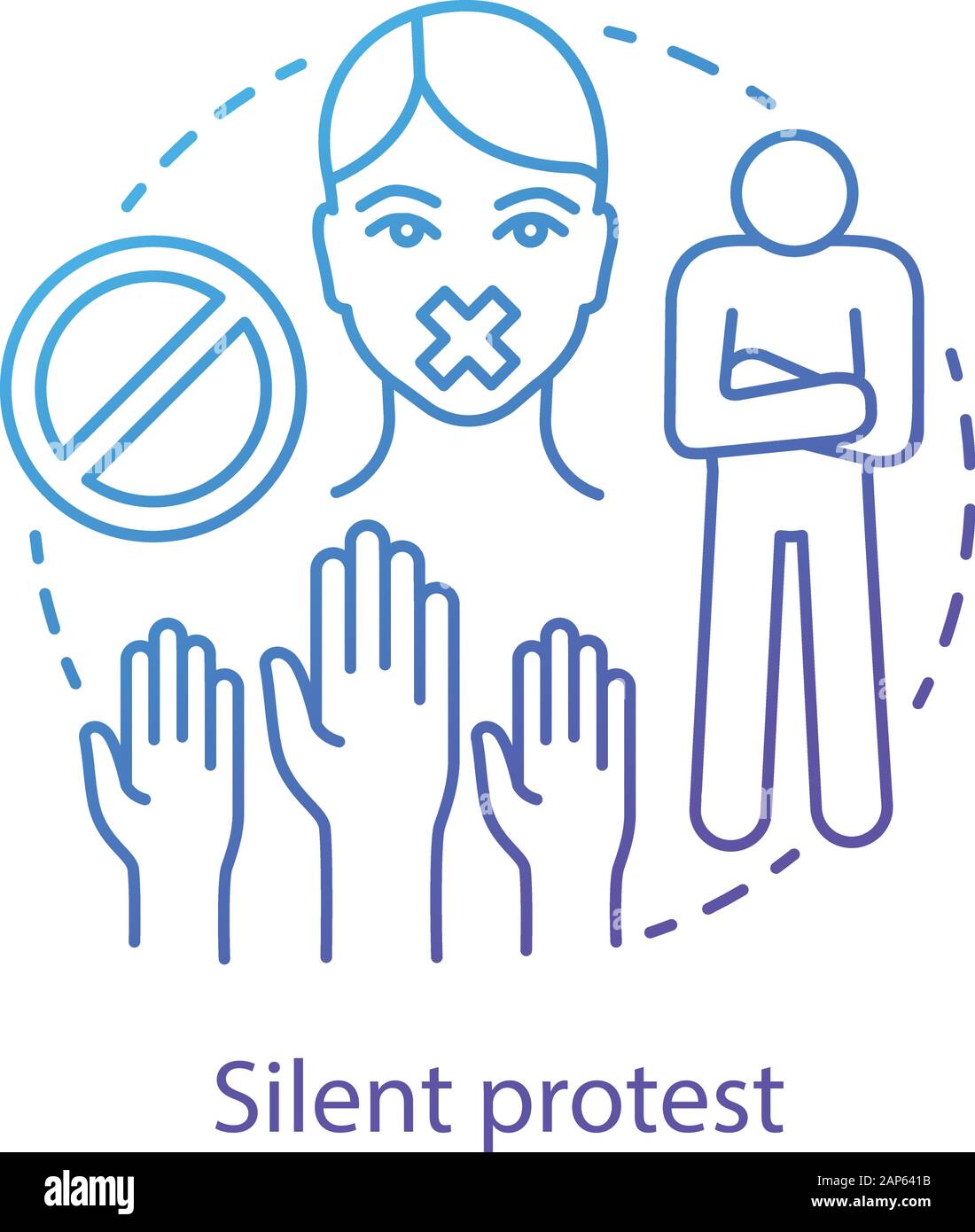 Silent protest concept icon. Civil disobedience, nonviolent resistance ...