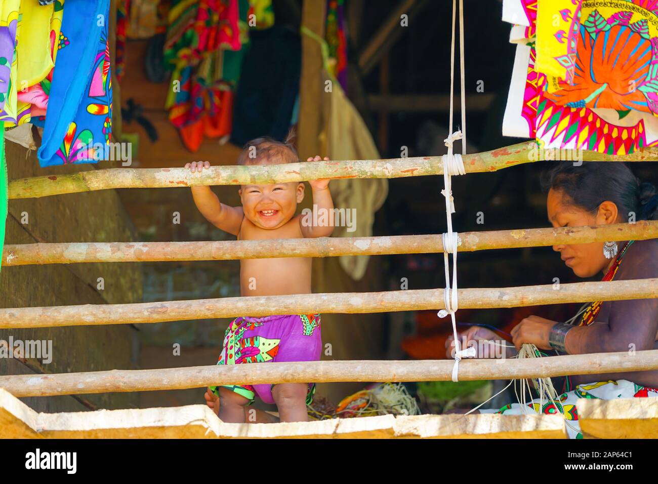 Native Embera Children playing at the Embera Puru Village in Panama ...