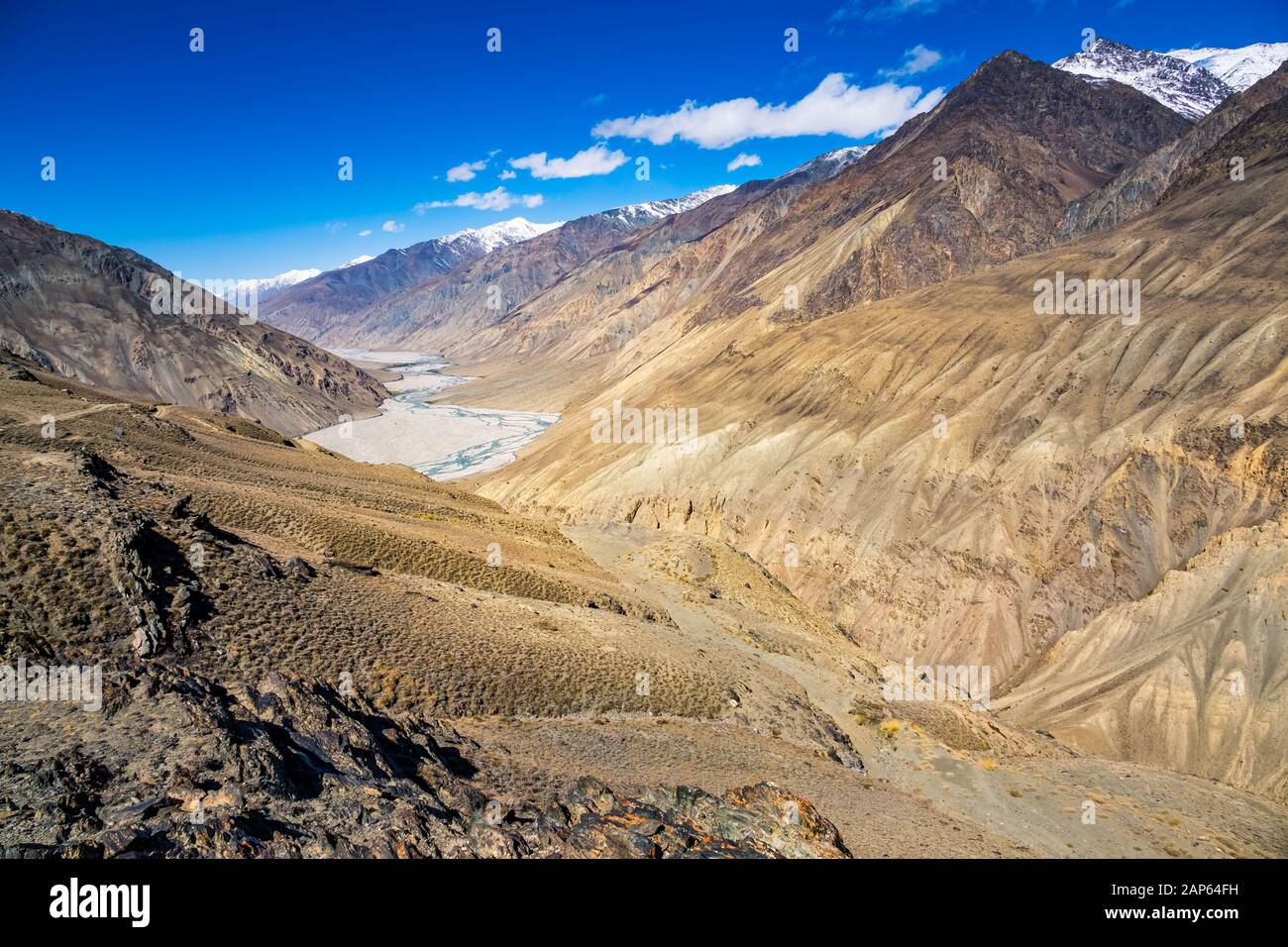 Bartang River and Valley in the Pamir Mountains Tajikistan Stock Photo ...