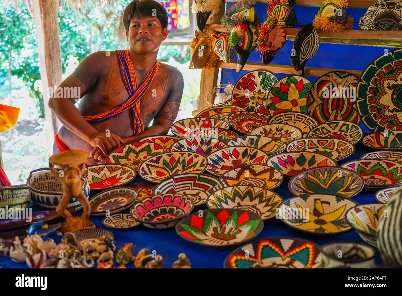 Hand made Embera craft for sale at the Embera Puru Village in Panama ...