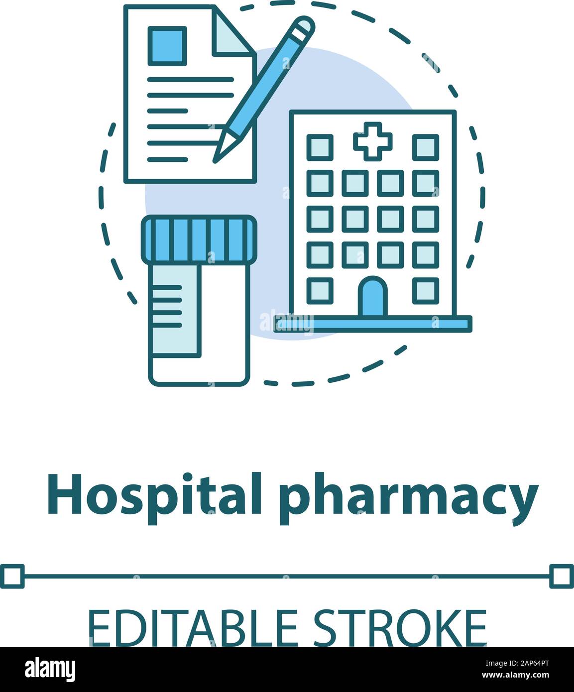 Hospital pharmacy concept icon. Medication idea thin line illustration ...