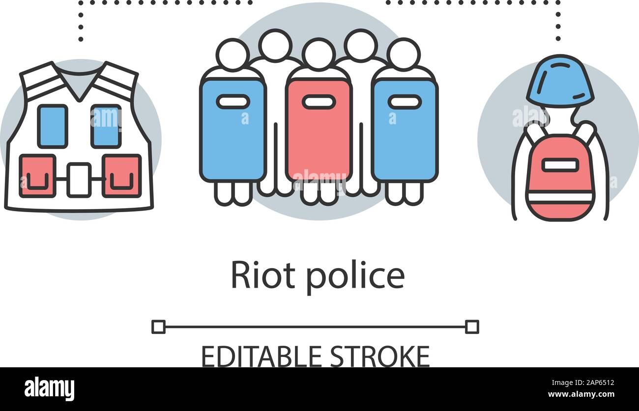 Riot police concept icon. Civil unrest control, rebellion suppression ...