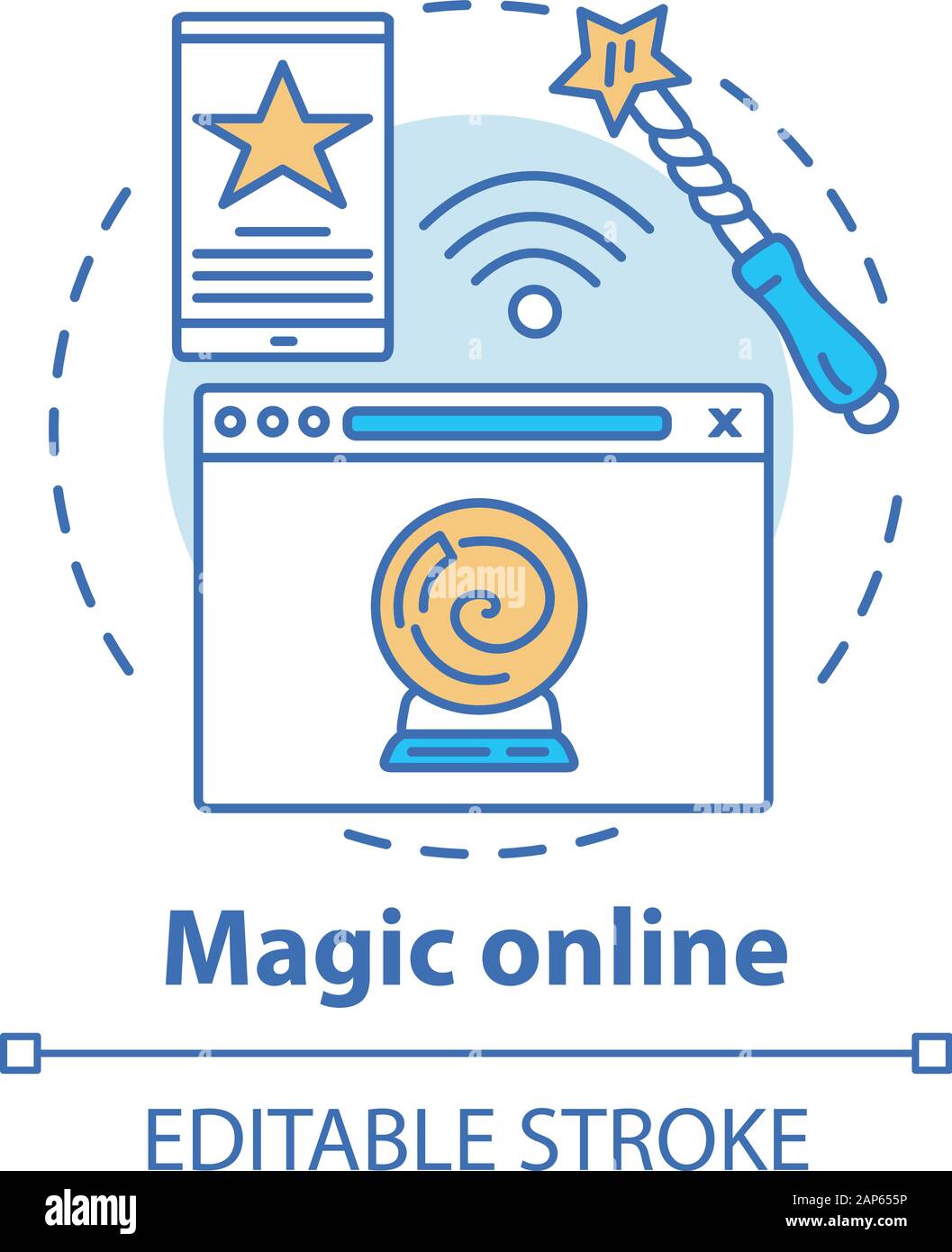 Magic online concept icon. Modern sorcery idea thin line illustration ...