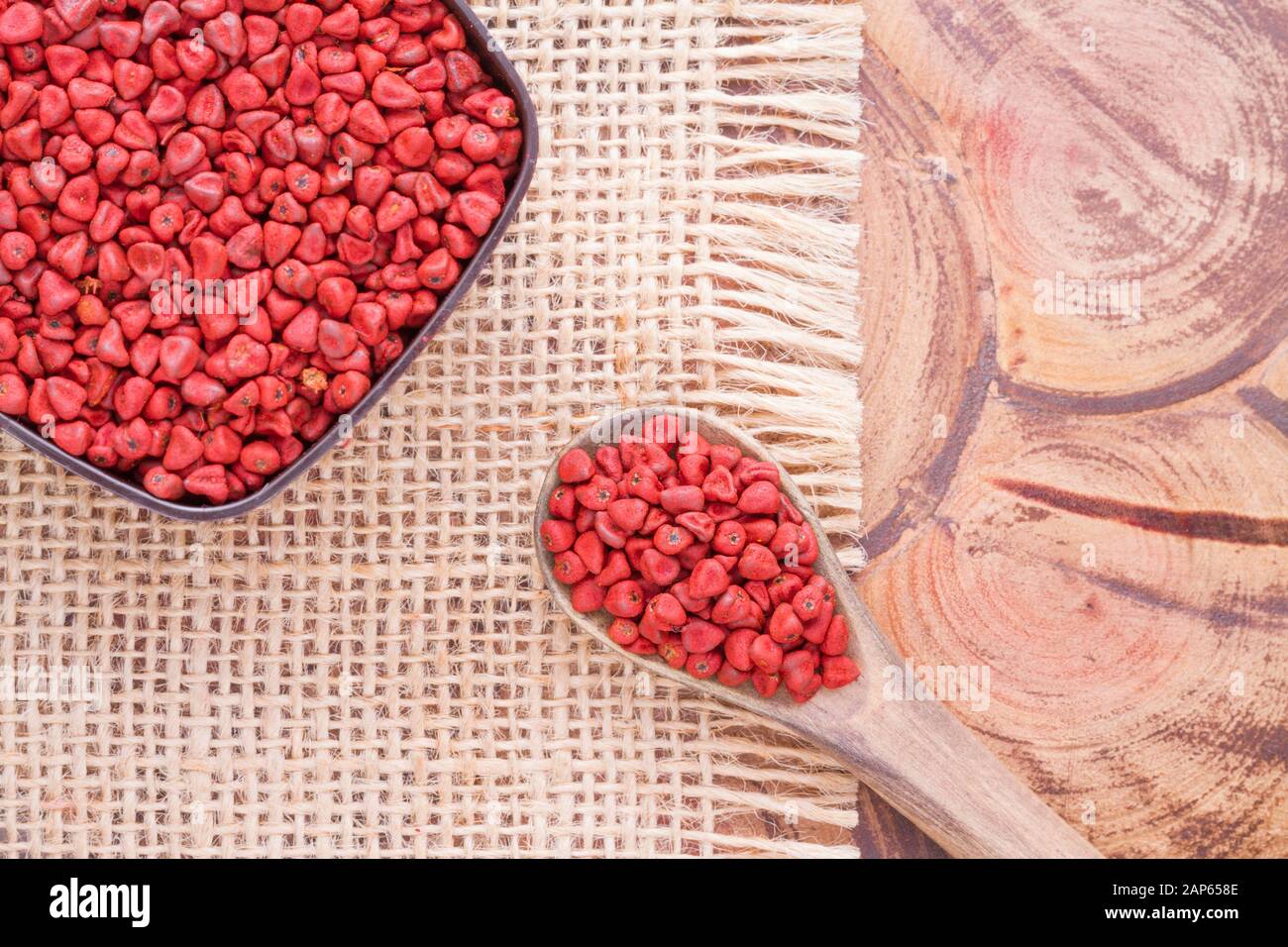 Seeds of achiote, originating from central america and parts of south ...