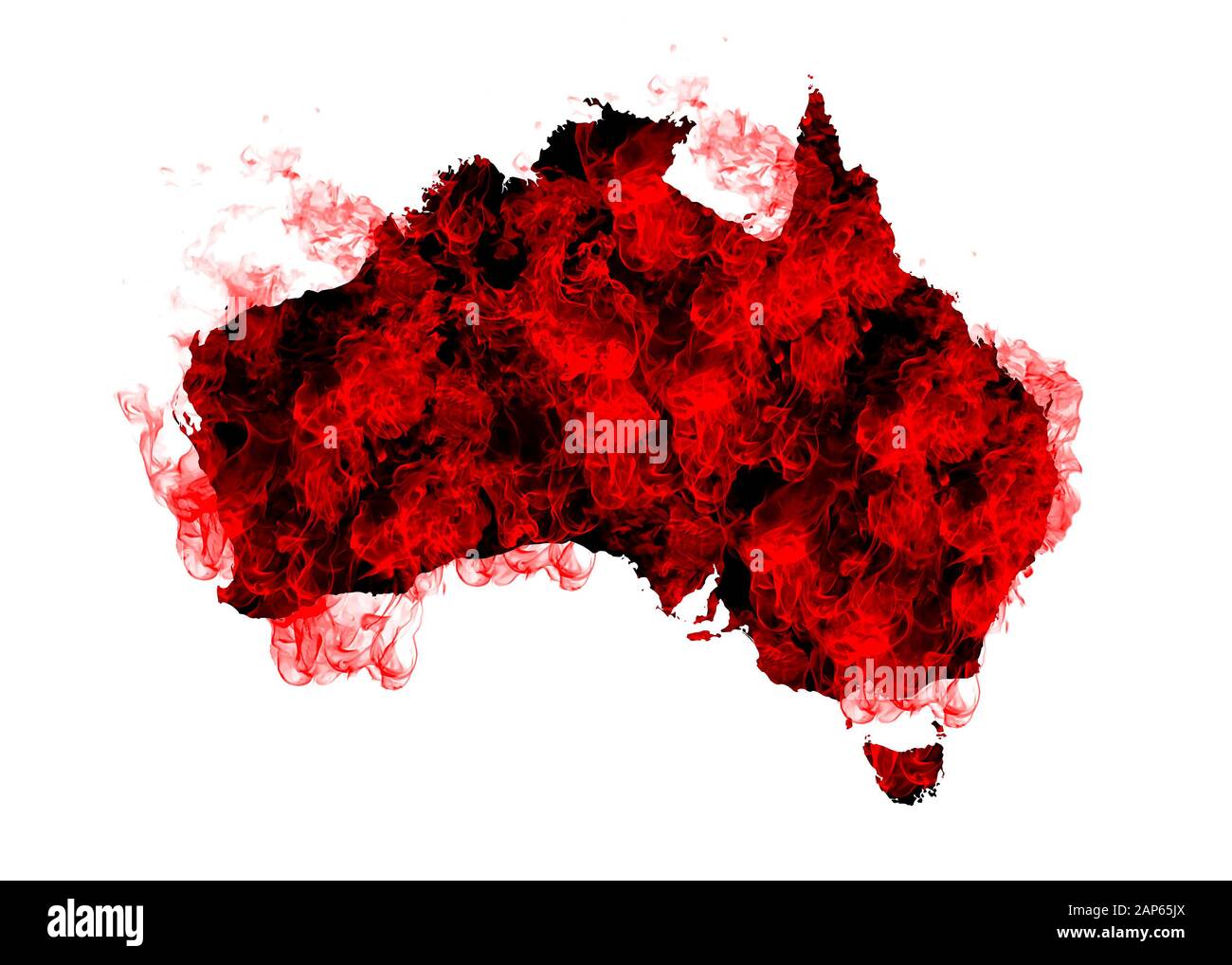 Australia Map Fire on White Background. Bushfire In Australia ...