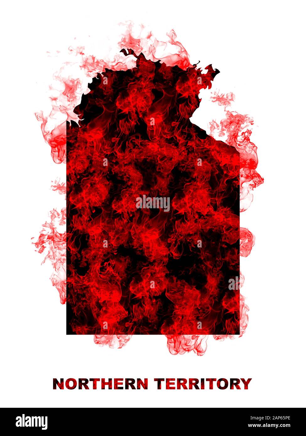 Northern Territory Australia Map Fire on White Background. Bushfire In ...