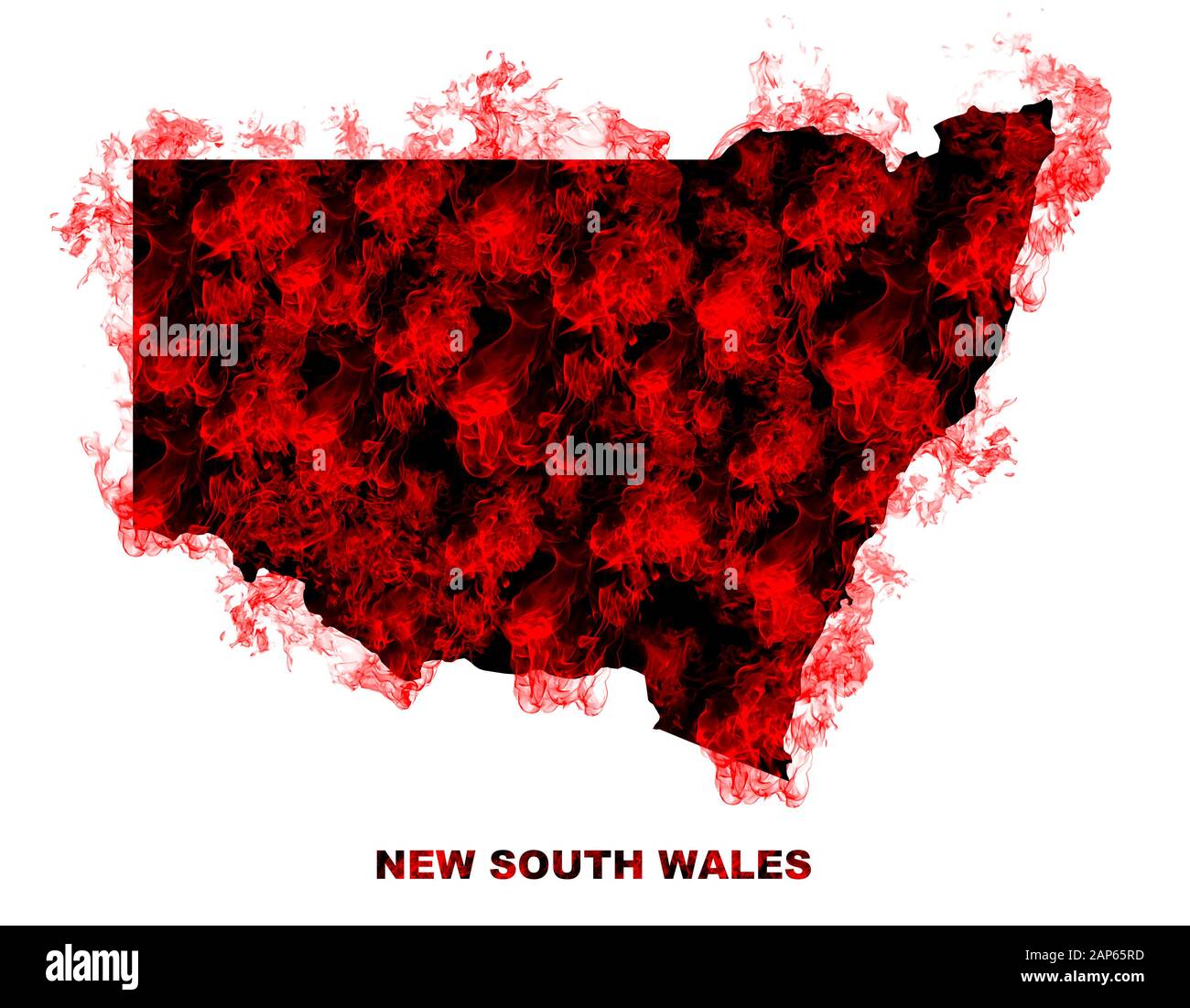 New South Wales Map Fire on White Background. Bushfire In Australia ...