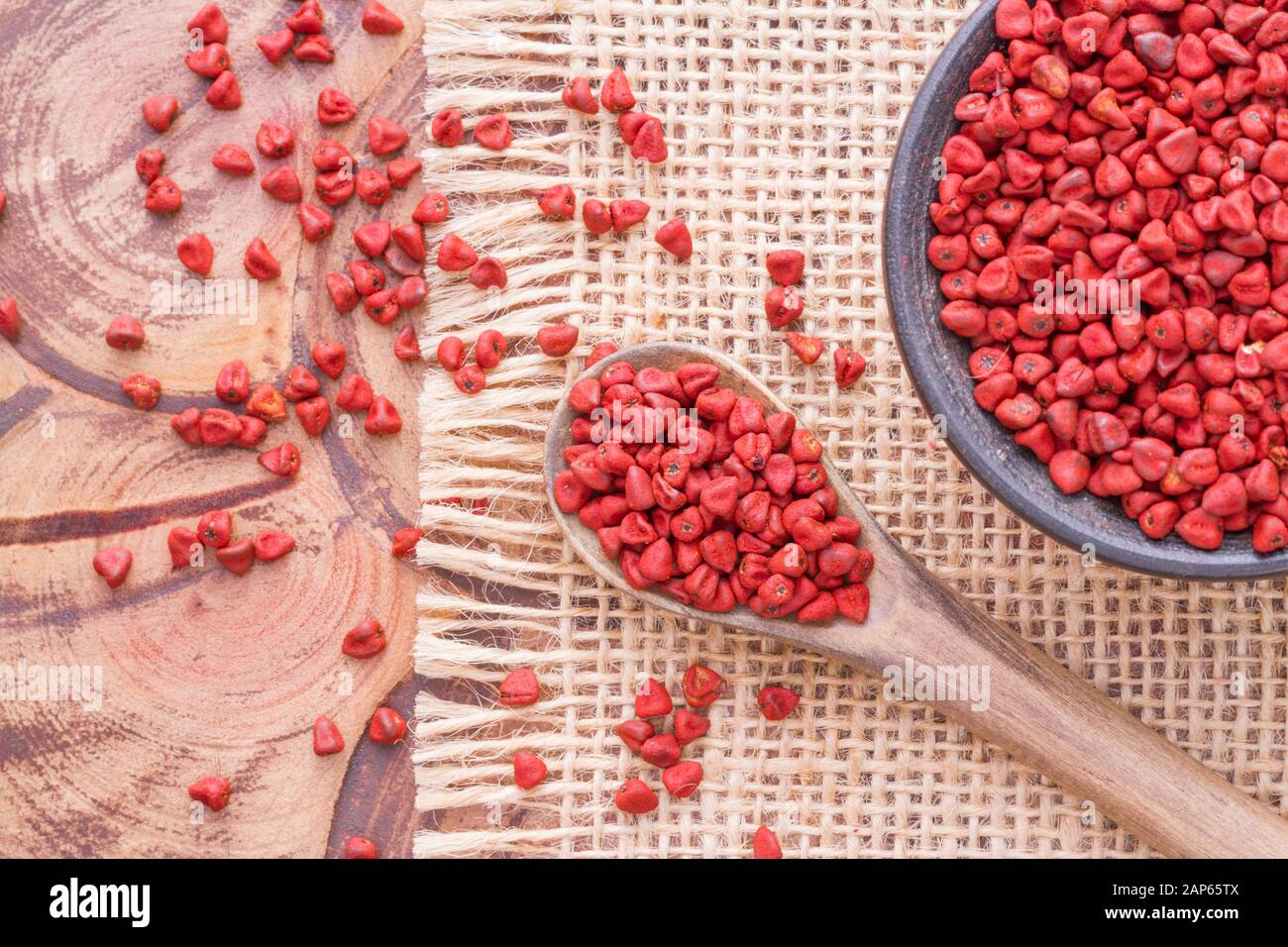 Seeds of achiote, originating from central america and parts of south ...
