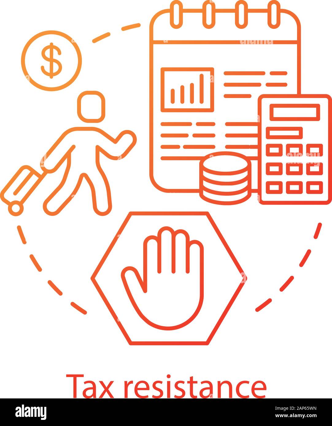 Tax resistance concept icon. Civil protest, government manifestation ...