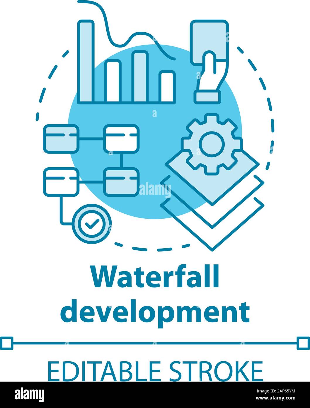 Waterfall development concept icon. Sequential phases of project ...