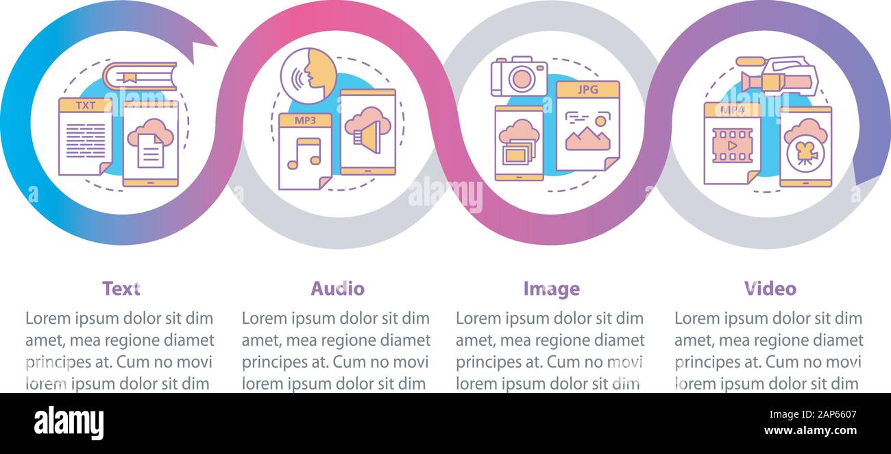 Digital library vector infographic template. Media types. Business ...