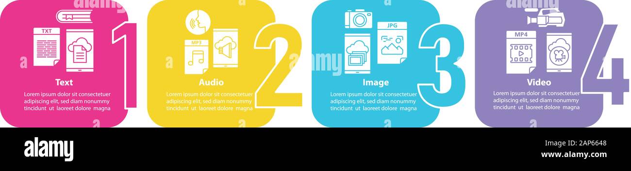 Digital library vector infographic template. Media types. Business ...