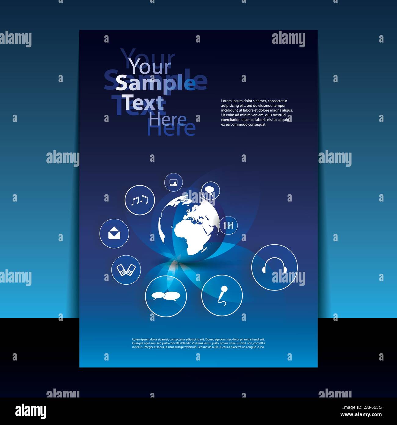 Blue Abstract Cloud Computing Flyer or Cover Design with Earth Globe ...