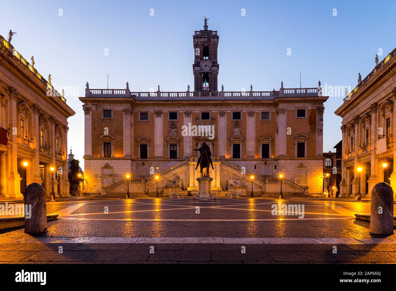 Italy Rome Capitoline hill city square museum buildings and statue ...