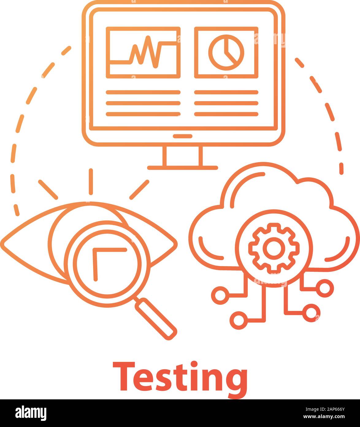 Testing Concept Icon Search For Information On Computer And Cloud Storage Web Analytics