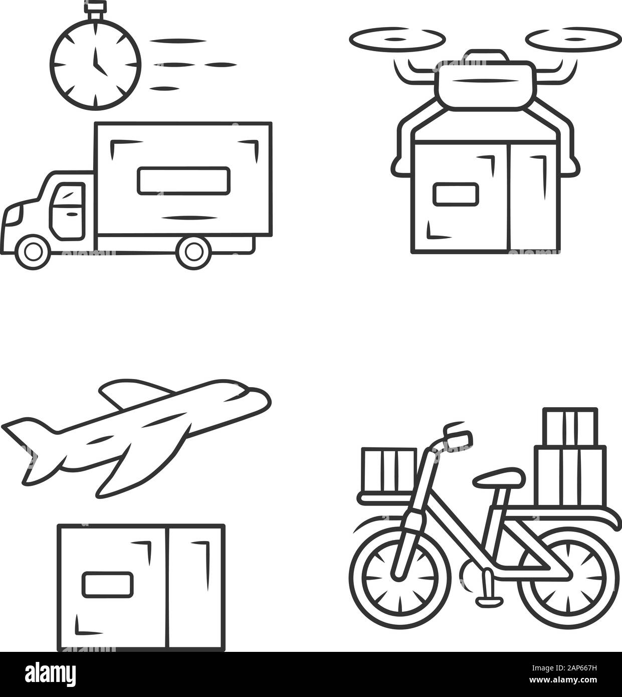 Delivery linear icons set. Thin line contour symbols. Shipping service ...