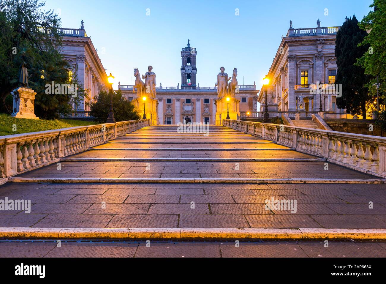 Italy Rome Capitoline hill city square museum buildings and statue ...