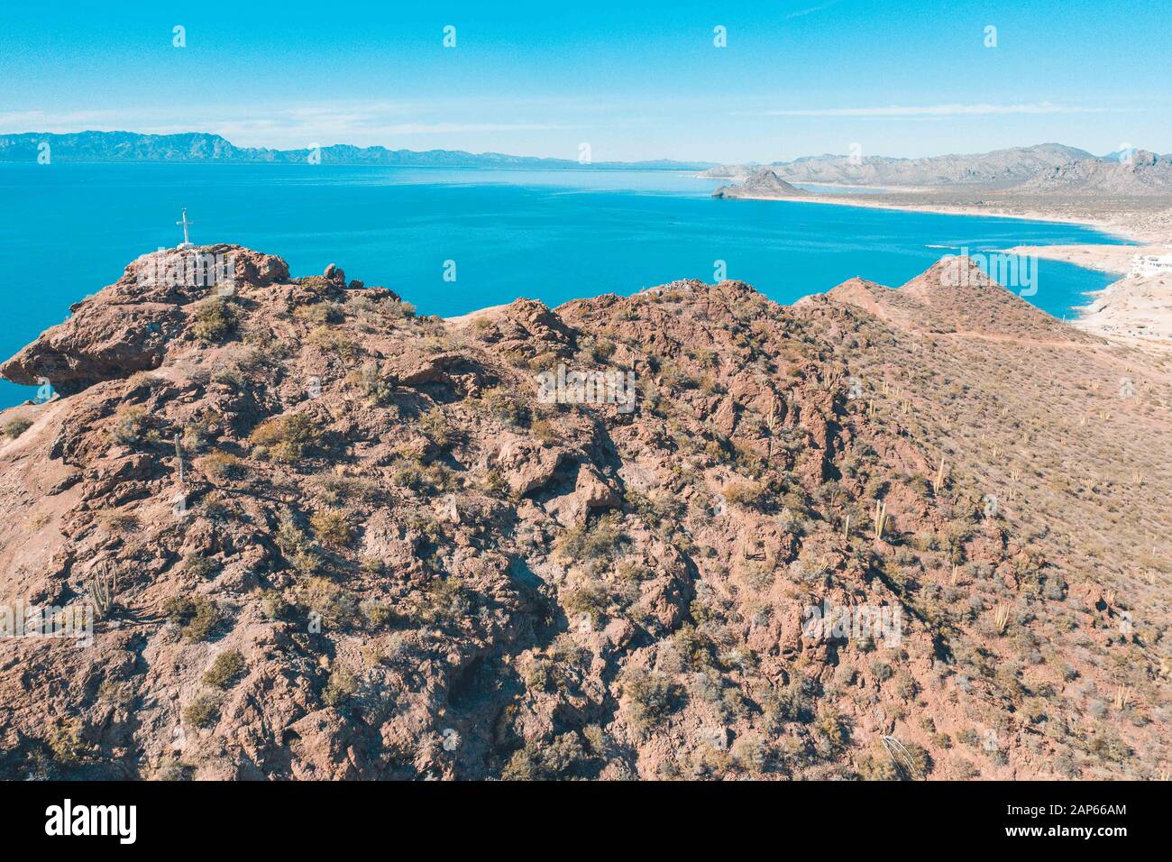 Vista aerea de Kino o bahía de Kino, Sonora, Mex en el golfo de ...