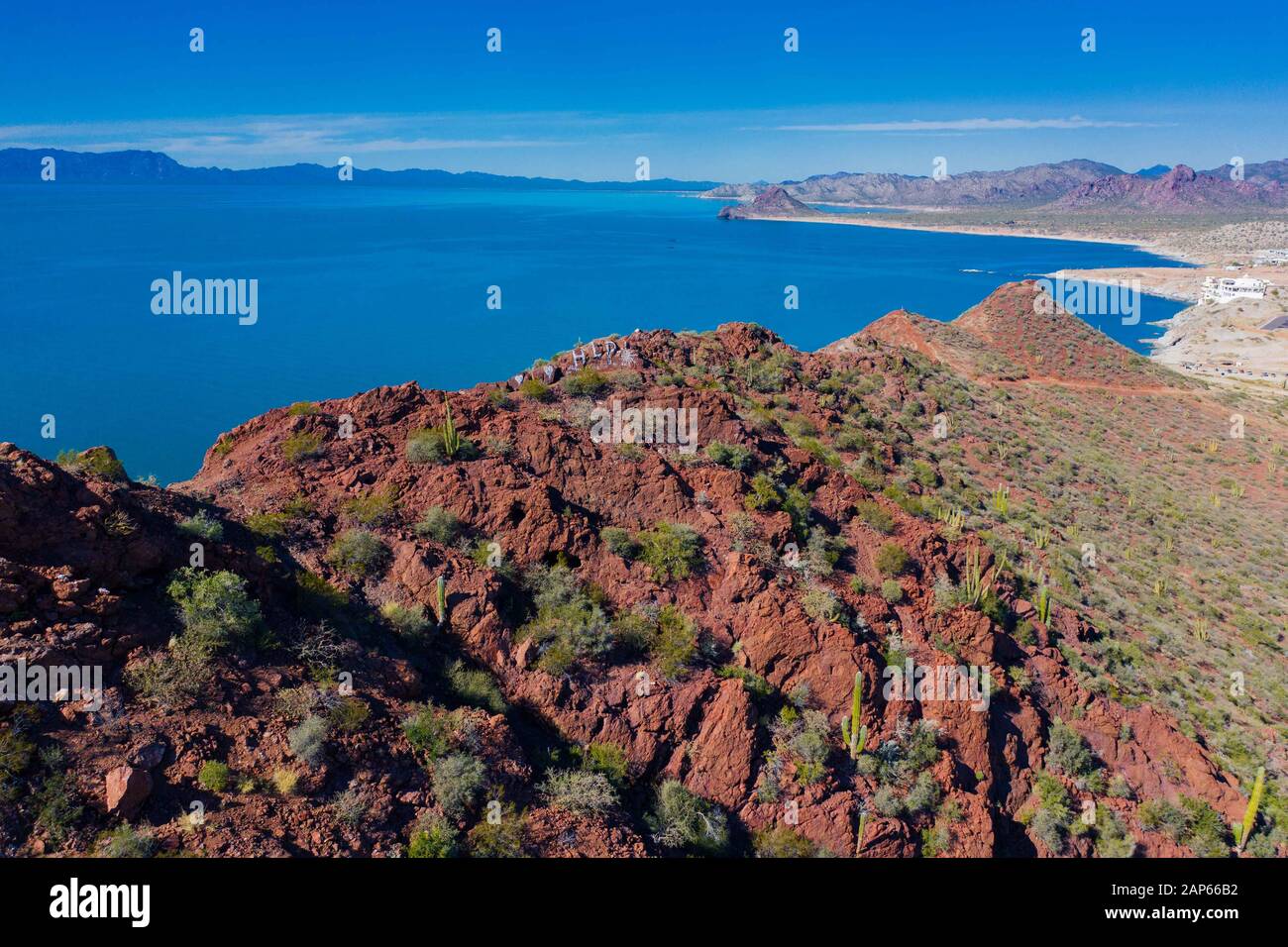 Vista aerea de Kino o bahía de Kino, Sonora, Mex en el golfo de ...