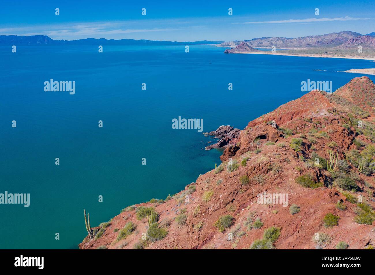 Vista aerea de Kino o bahía de Kino, Sonora, Mex en el golfo de ...