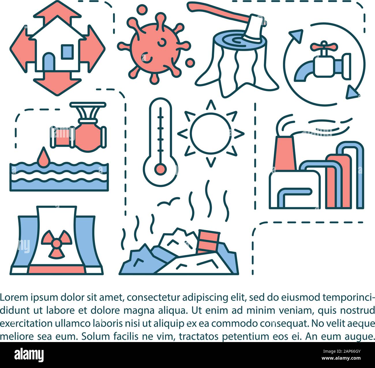Ecological disaster article page vector template. Environmental damage ...