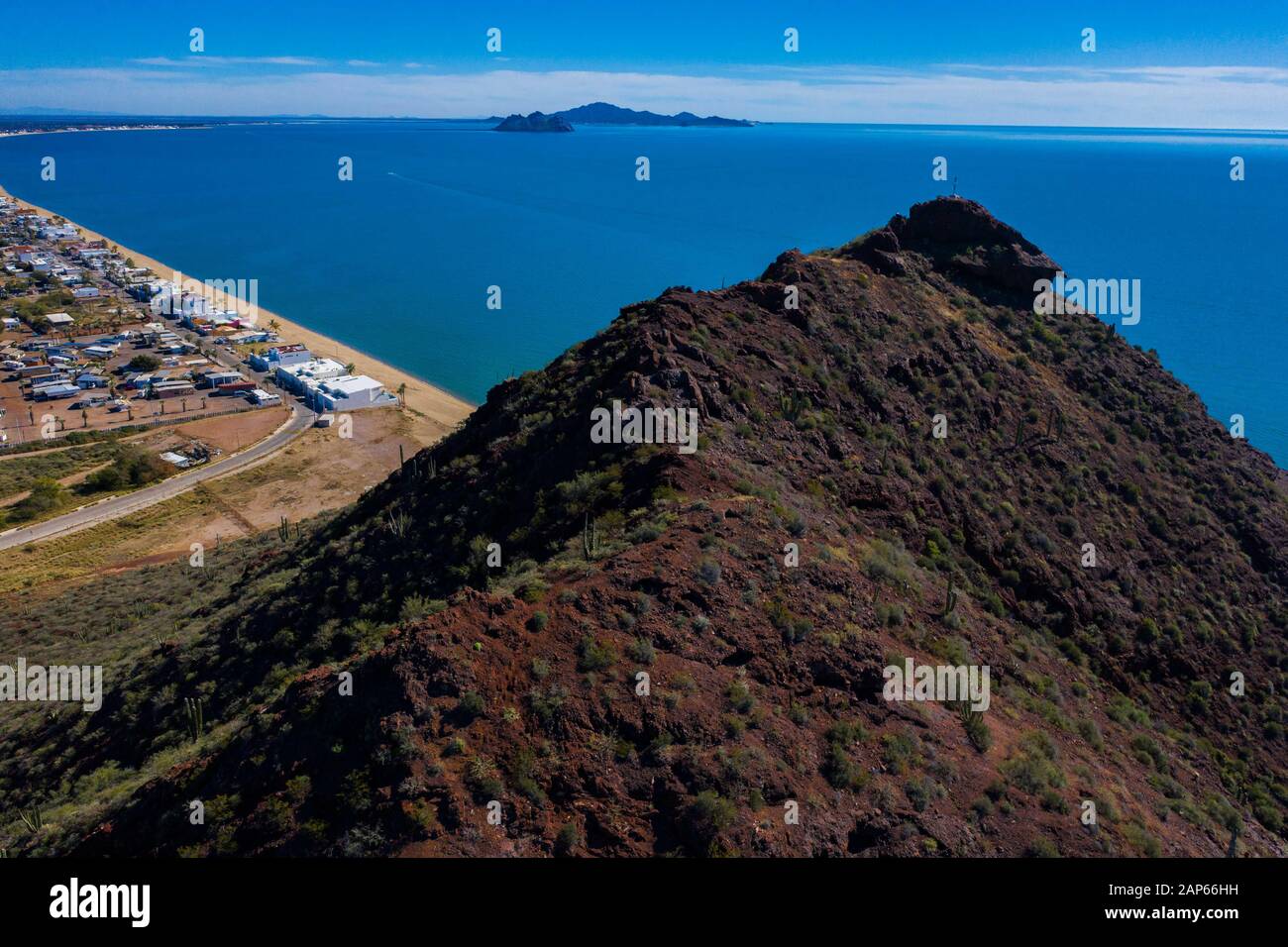 Vista aerea de Kino o bahía de Kino, Sonora, Mex en el golfo de ...
